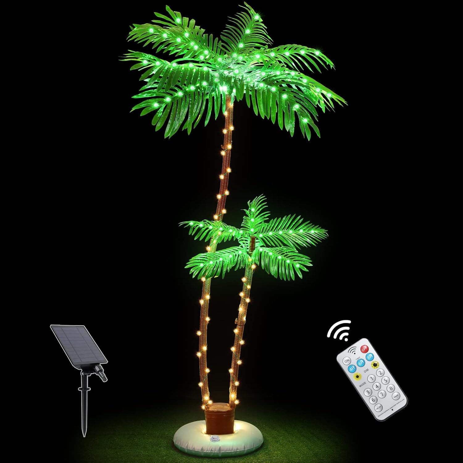 OUSHENG Solar Lighted Palm Trees for Outside Patio, Bar Pool Deck ...