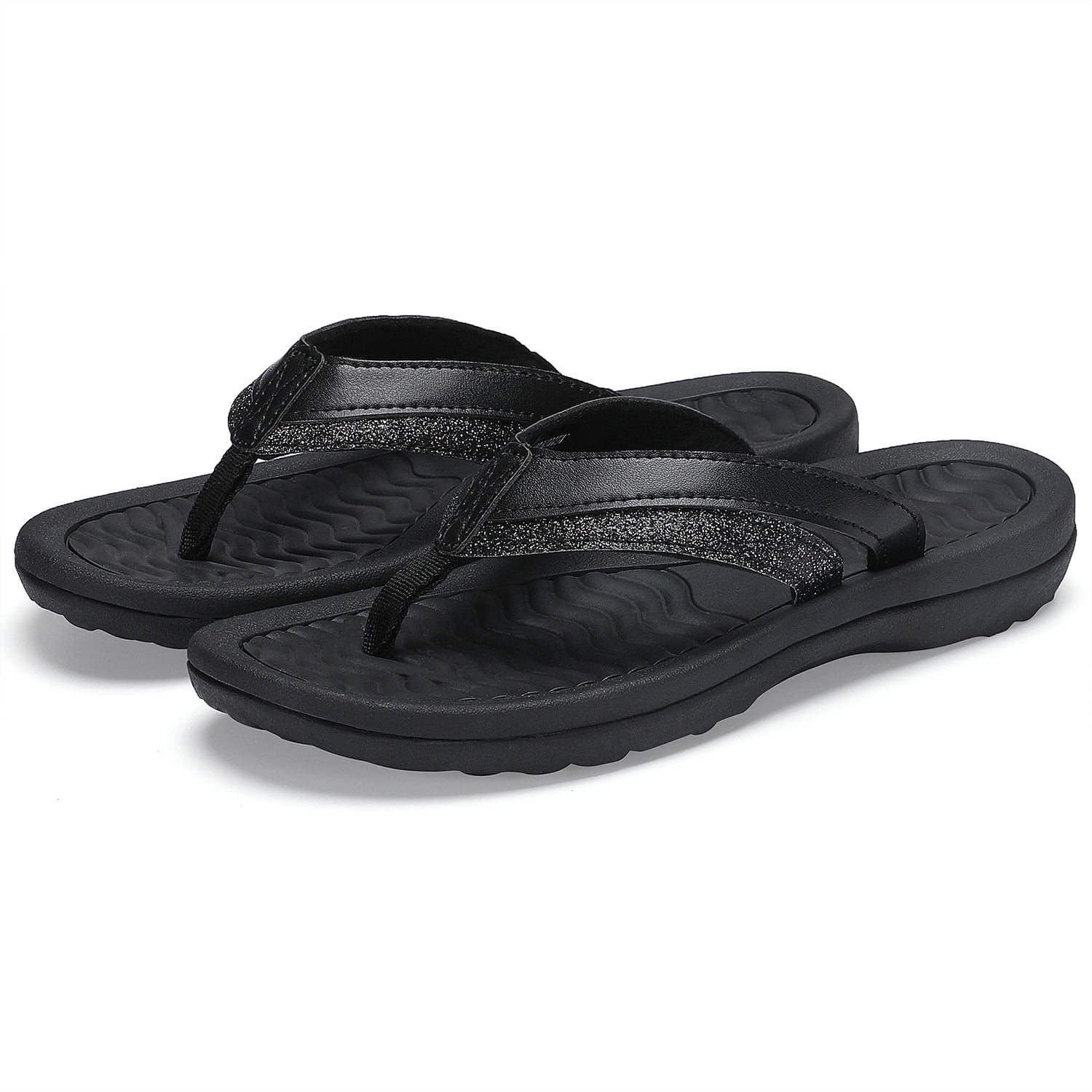 OUSIMEN Women's Flip Flops, Rubber Sole, Arch Support, Shock Absorbing ...