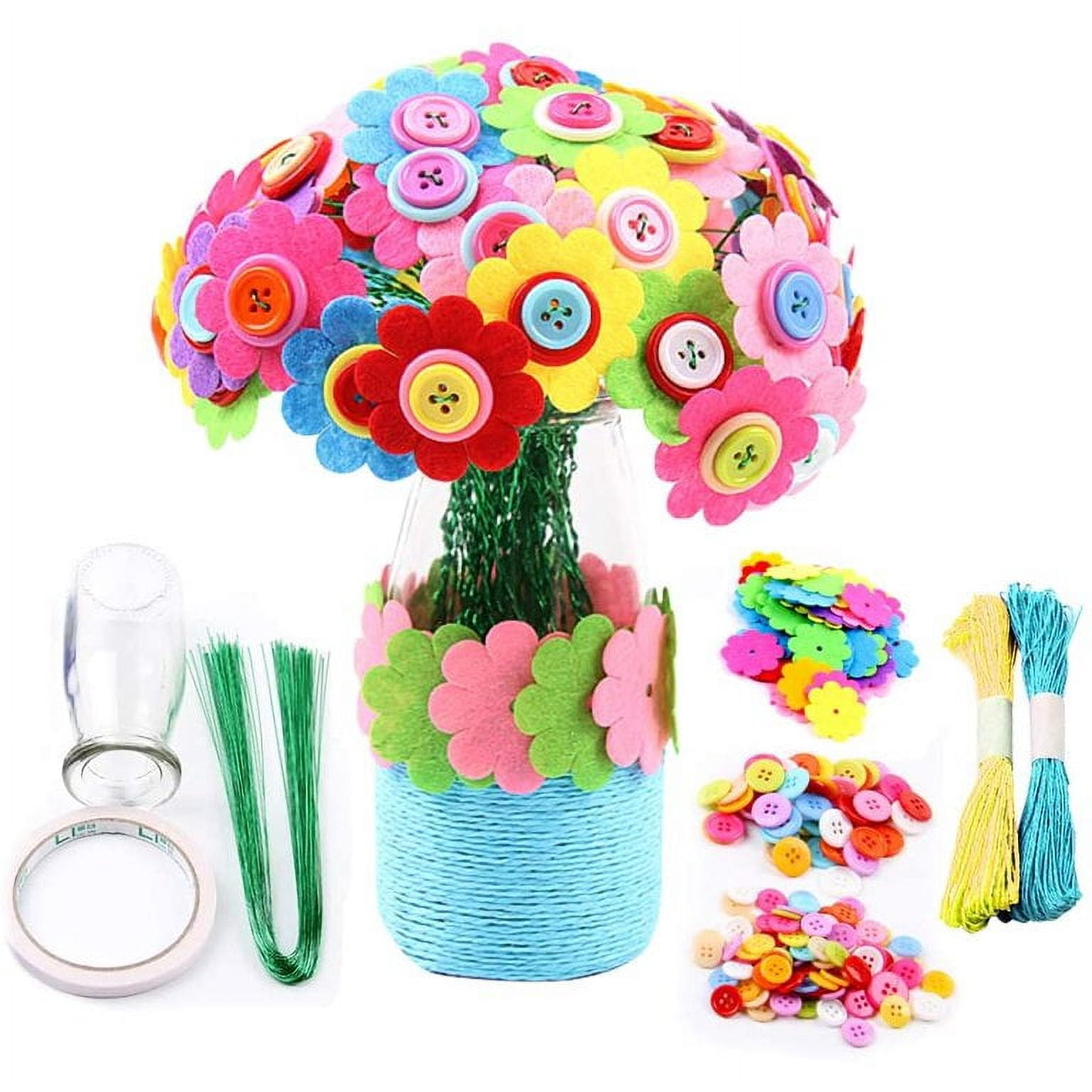 OUSITAI Flower Craft Kits, DIY Vase Craft Project with Buttons and Felt ...