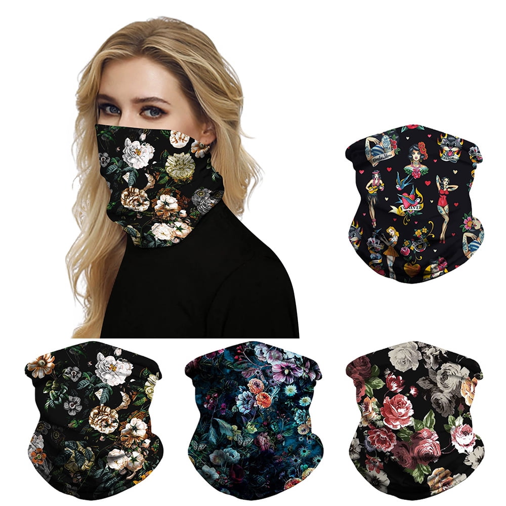 OUSITAI Printed Seamless Face Cover Mouth Mask Scarf Bandanas Neck ...