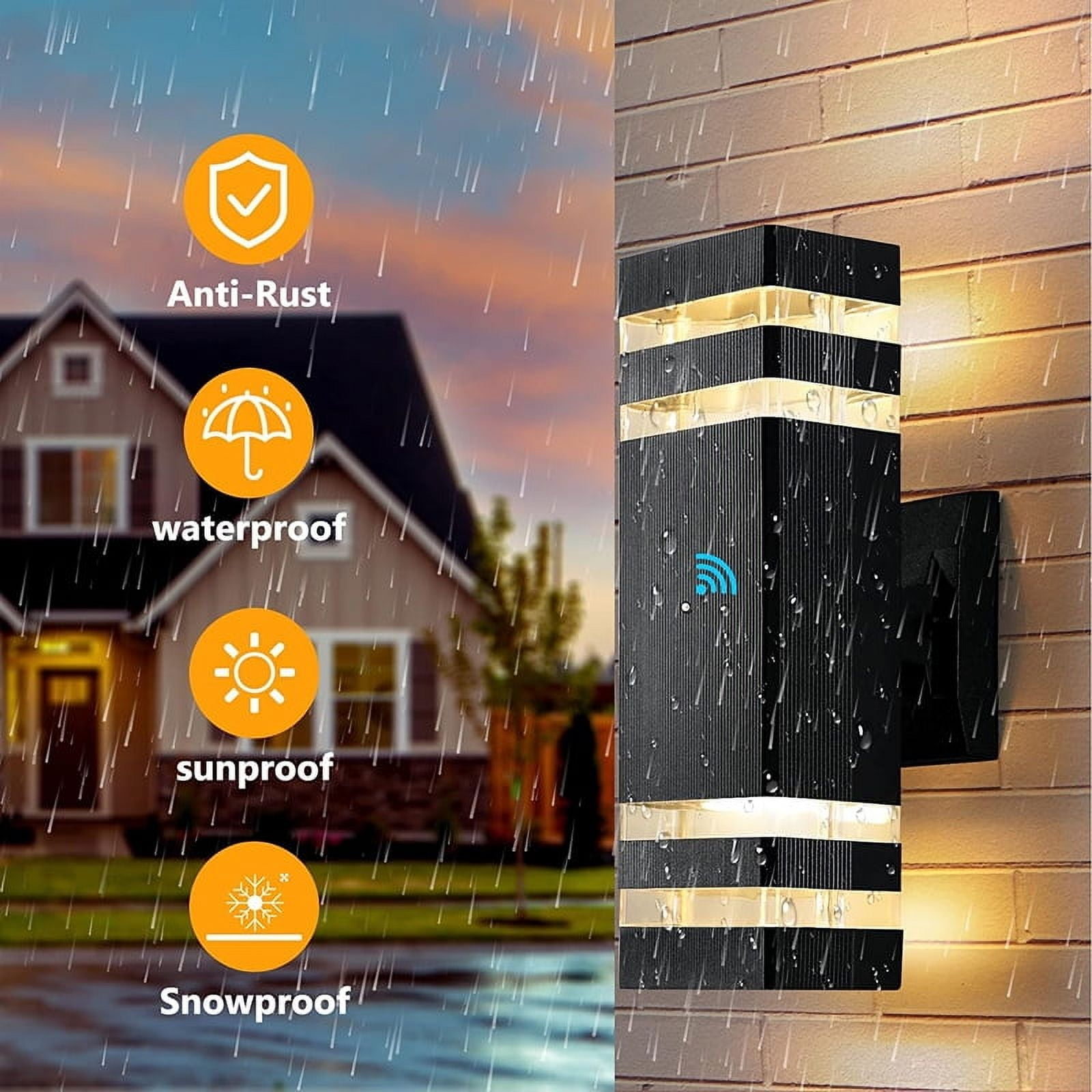 OUSITAID 1/2pcs Dusk to Dawn Sensor Outdoor Wall Lights Up Down Porch Lights Modern Exterior ...