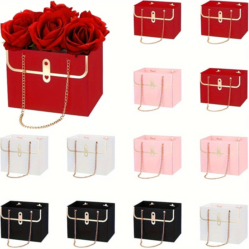 OUSITAID 12pcs Portable Rose Flower Box -Sturdy Wrapping Paper ...