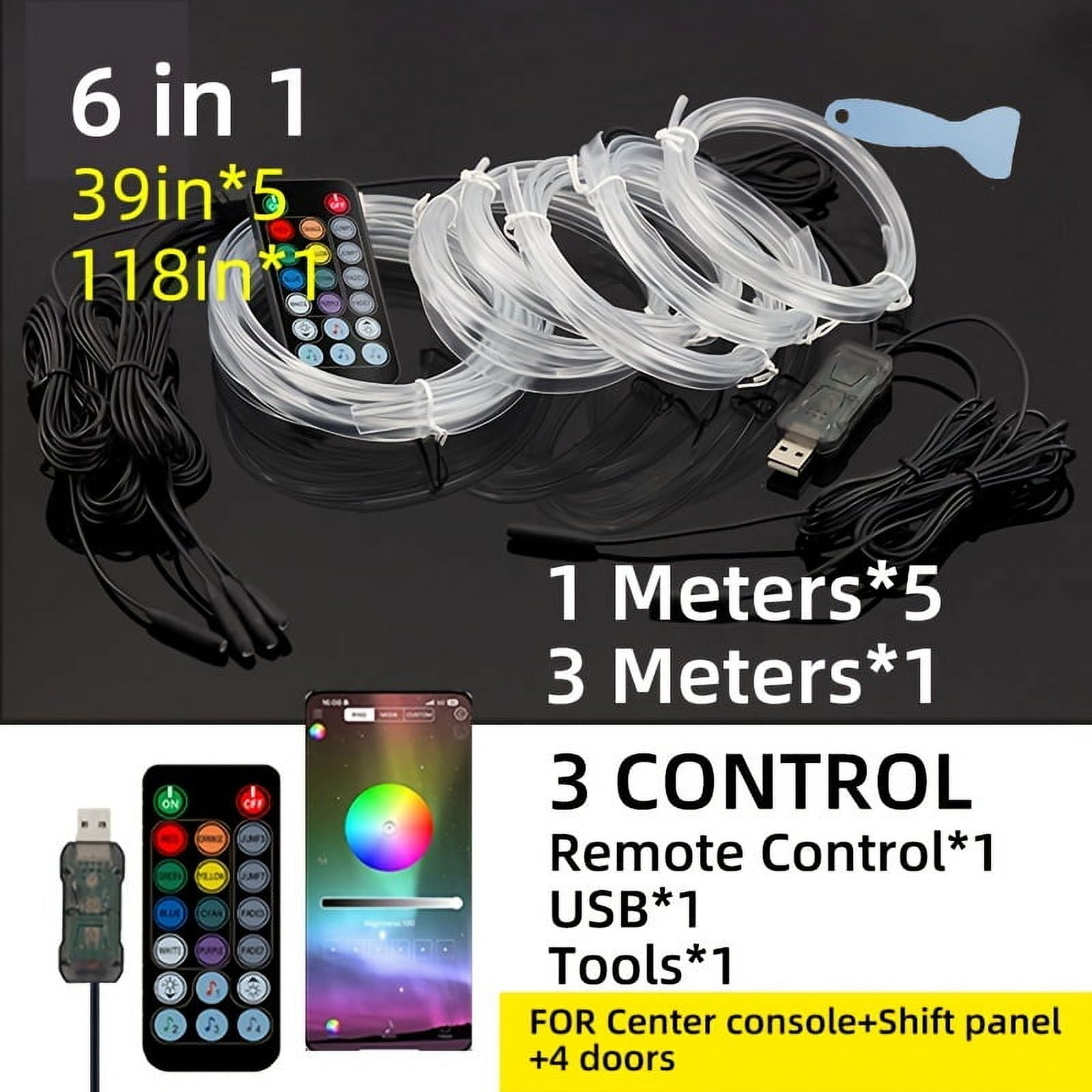 OUSITAID 16 Million Colors RGB Neon LED Car Interior Lighting Kit ...