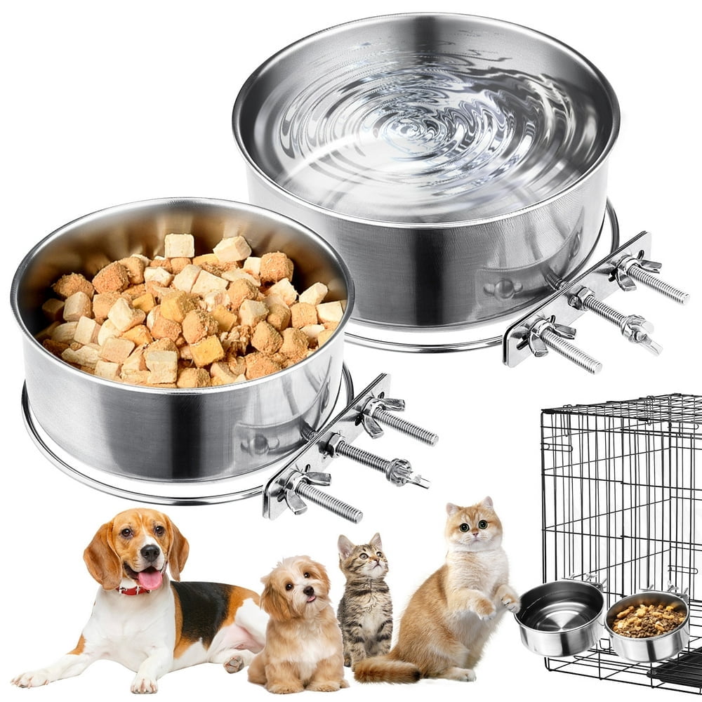 OUSITAID 2 Pack Dog Crate Water and Food Bowl Stainless Steel Dog Bowls ...
