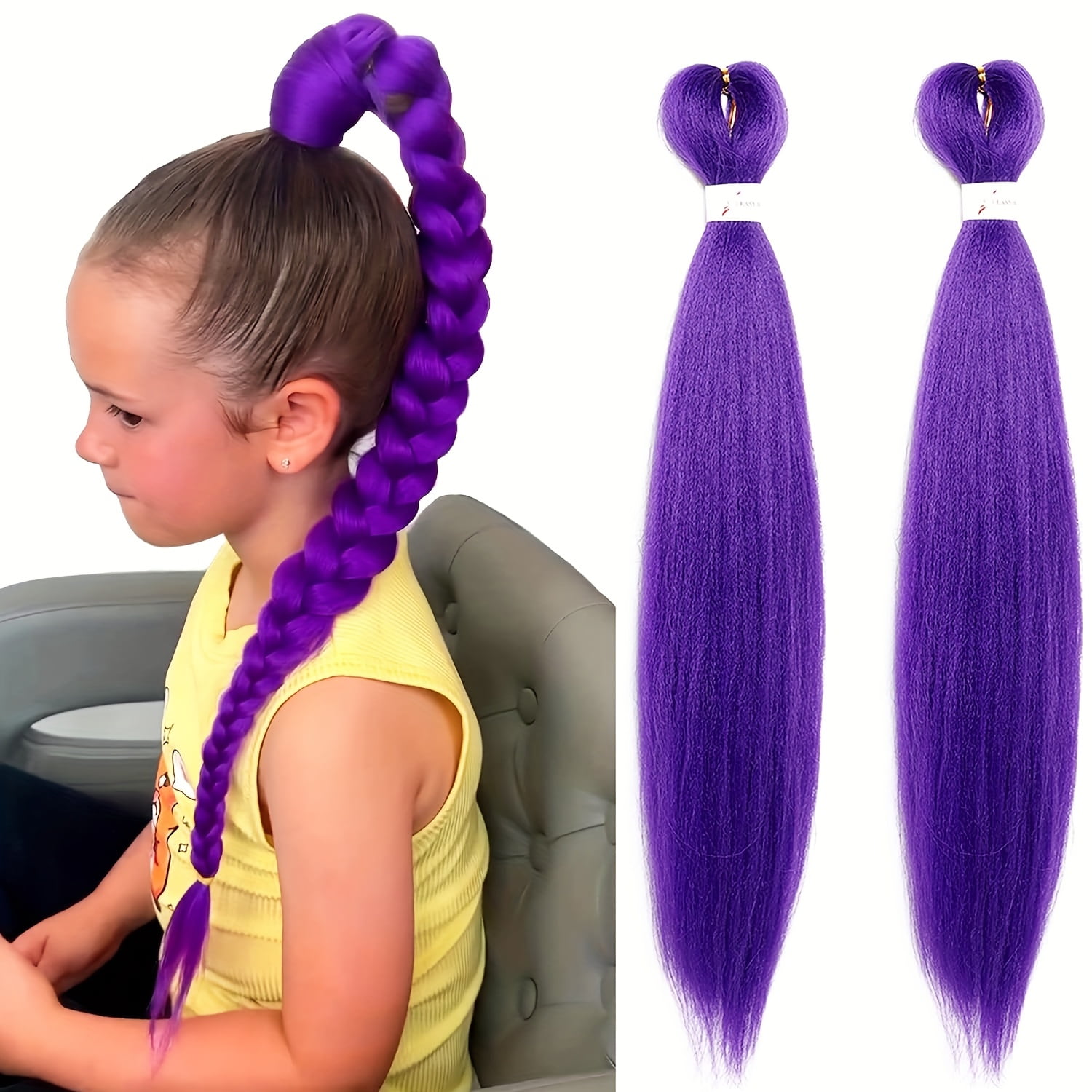 OUSITAID 2 Packs Dark Braiding Hair Extensions - Pre-Stretched Long ...