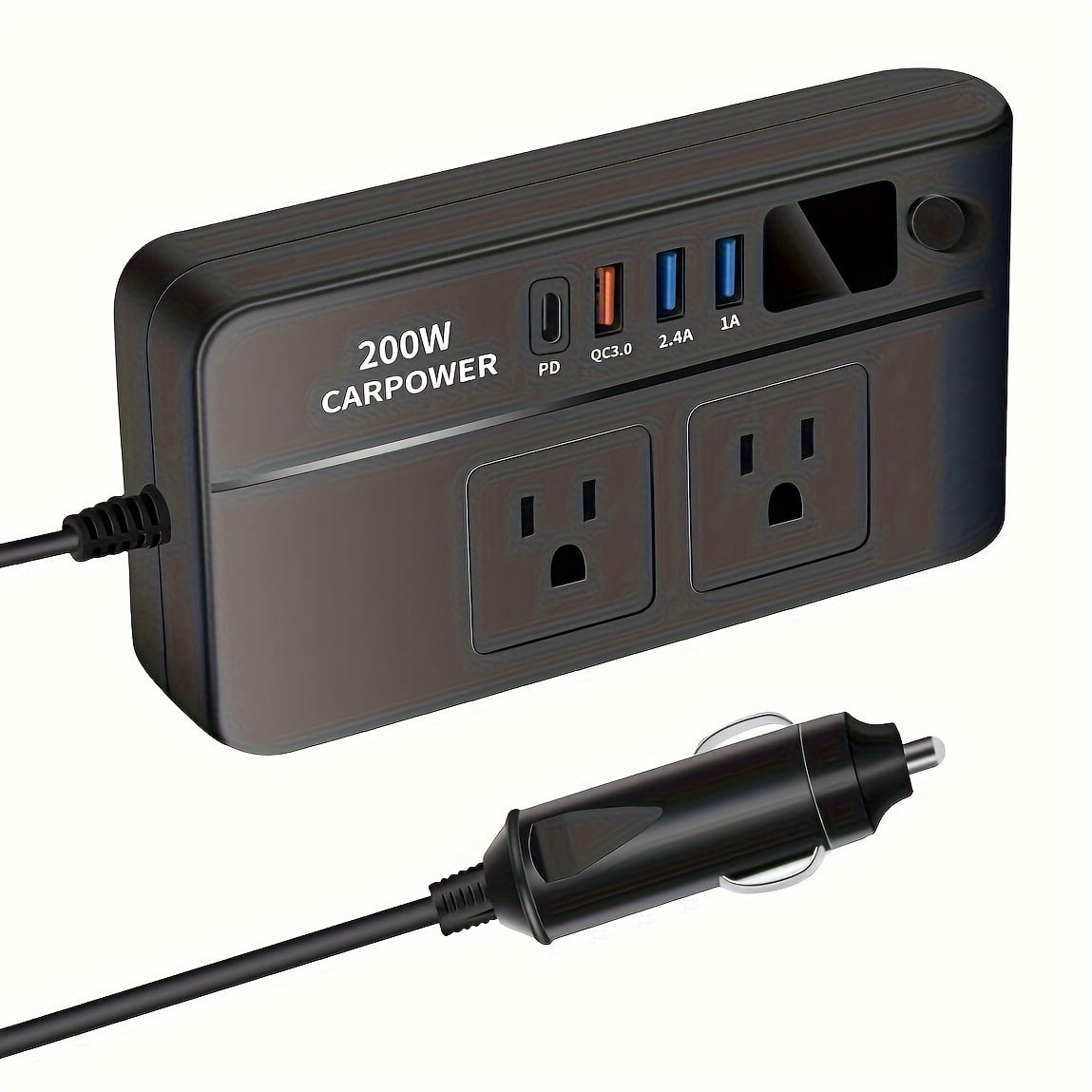 OUSITAID 200W High Power Car Inverter - 3 X USB 1 X Type-C DC 12V To ...