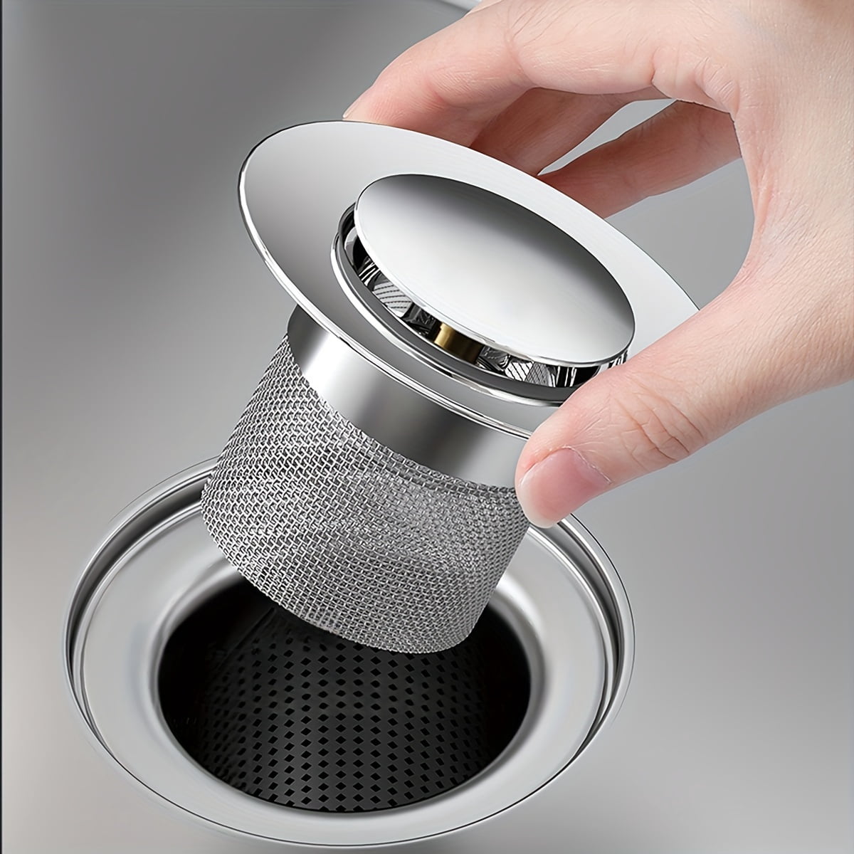 OUSITAID 304 Stainless Steel Kitchen Sink Strainer with Brass Bounce ...