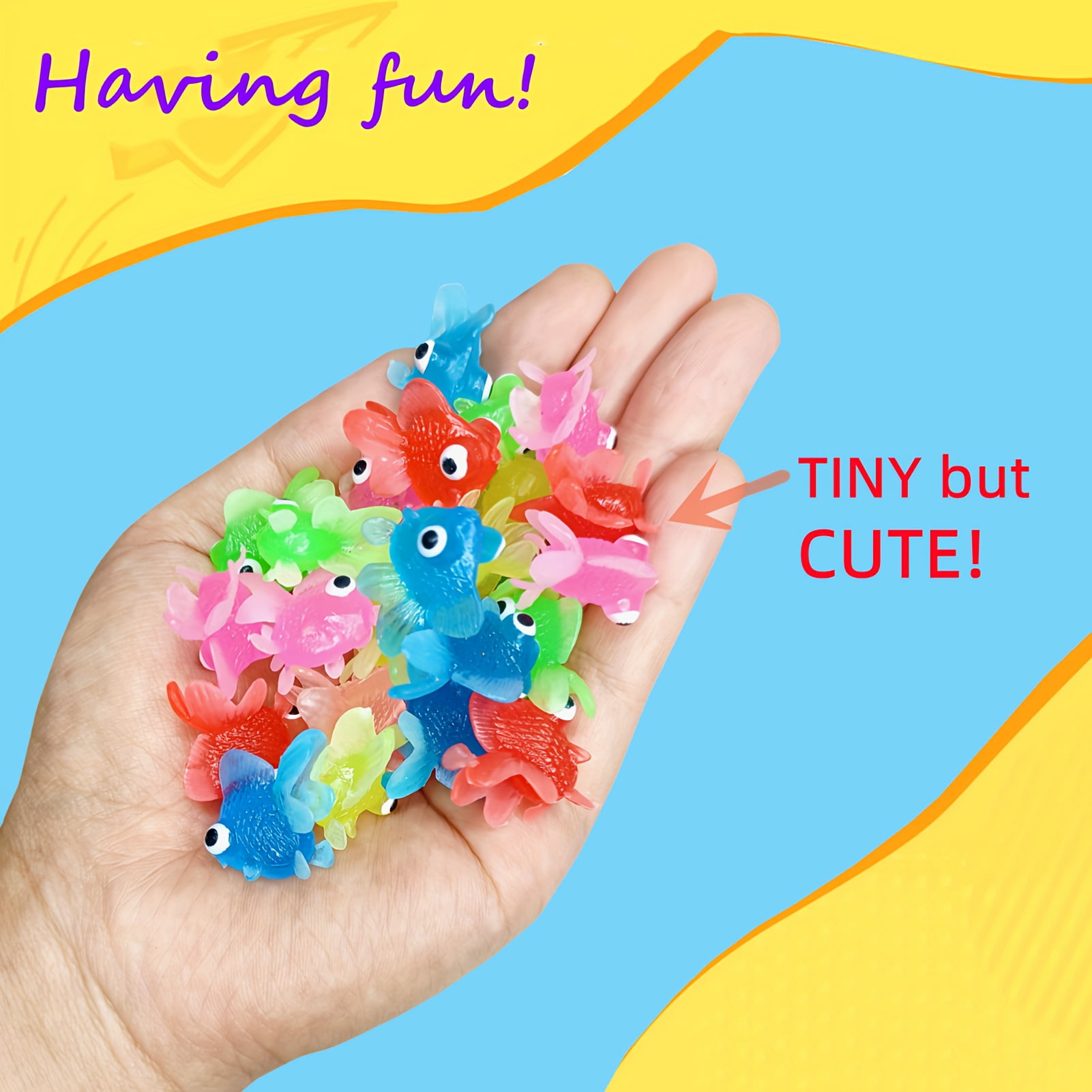 OUSITAID 30pcs Tiny Goldfish Toy Fish Figure Play Set Artificial Moving ...