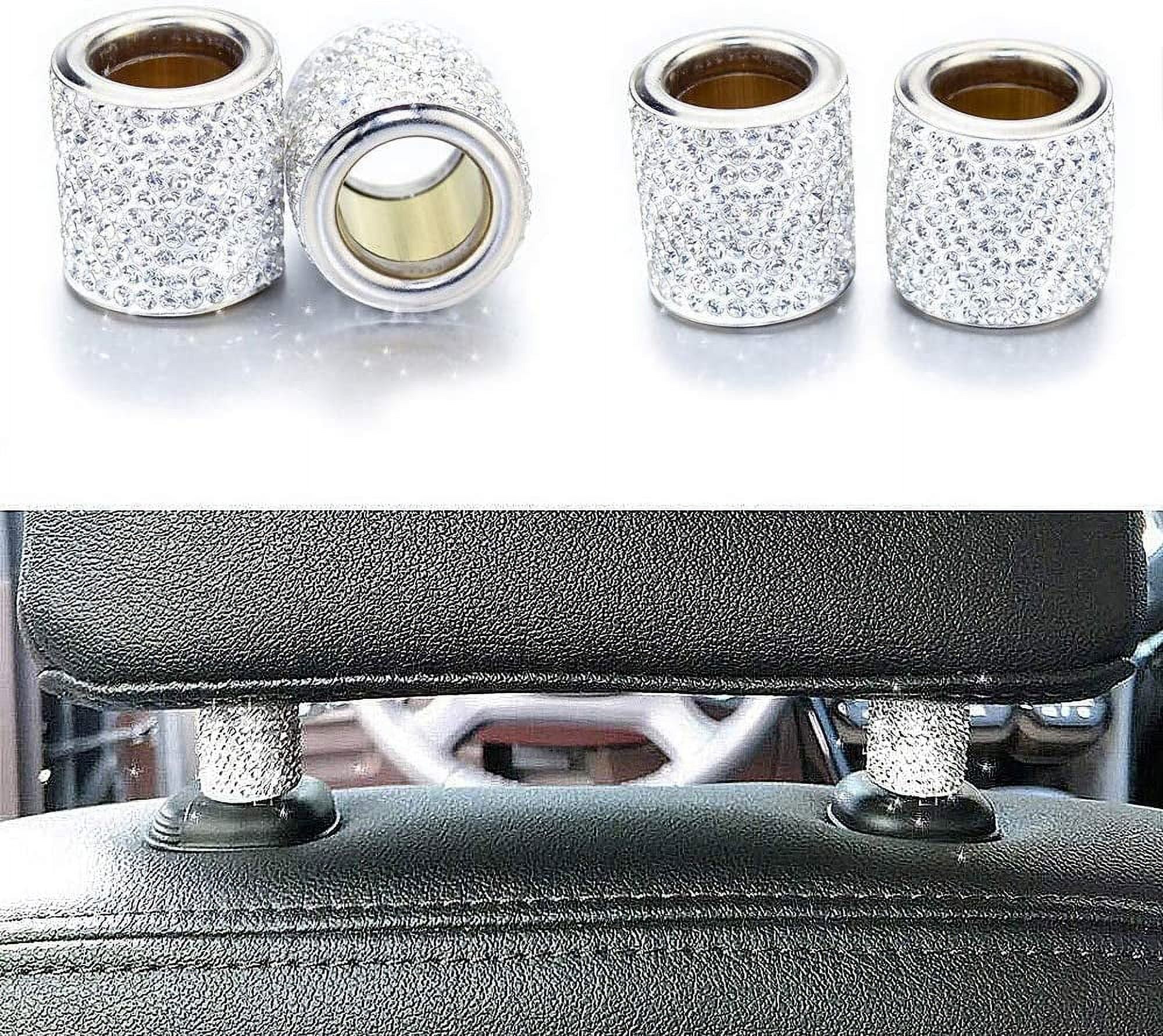 OUSITAID 4 Pieces Sparkling Silver Automobile Headrest Collars Shinning ...