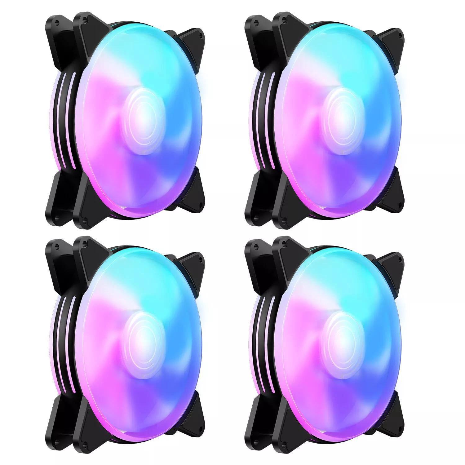 OUSITAID 4pcs 4 Pin CPU Cooler RGB LED Light Air Cooling Hydraulic ...