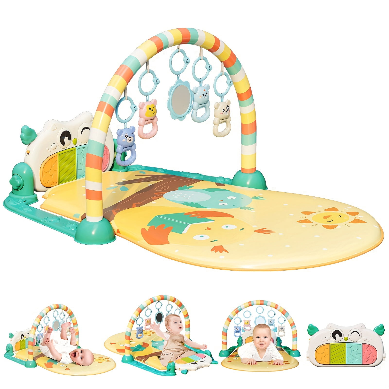 OUSITAID Baby Play Mat Baby Gym Piano Tummy Time Baby Activity Gym Mat ...