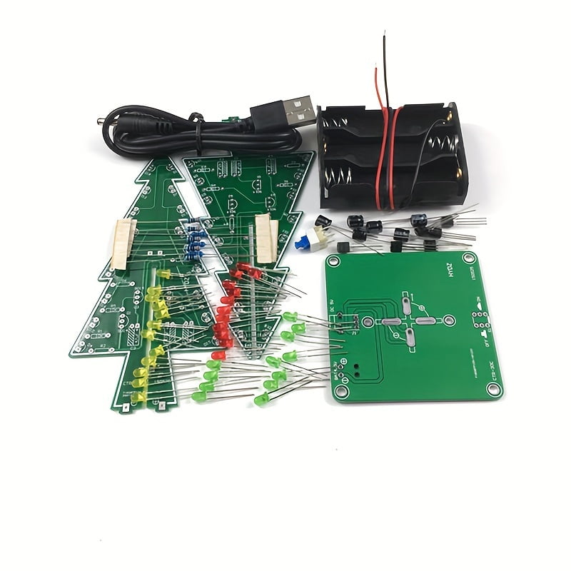 OUSITAID DIY Audio-Controlled 3D LED Christmas Tree Soldering Kit - PVC ...