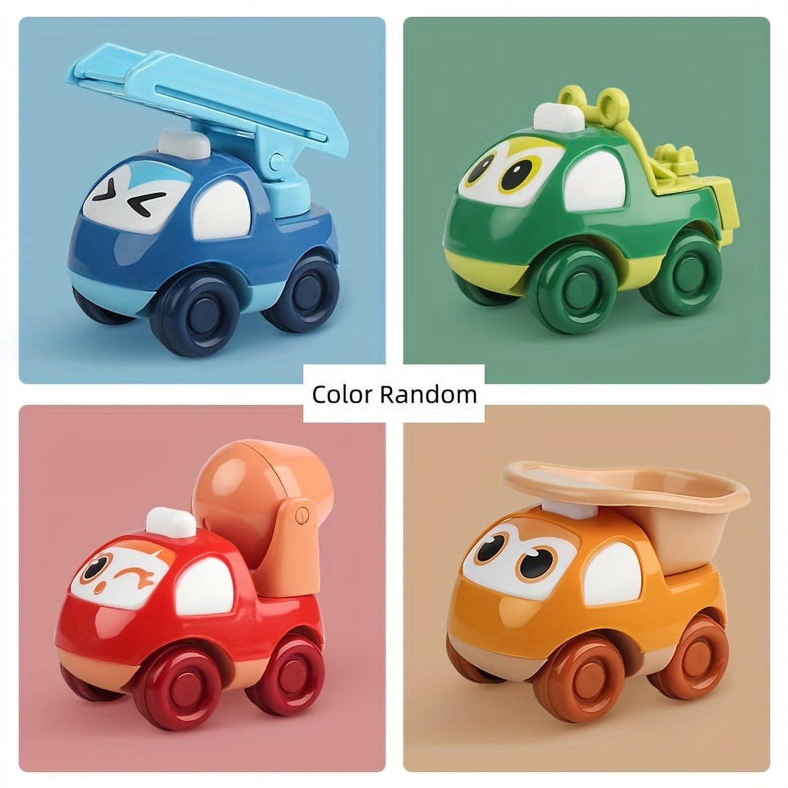 OUSITAID Inertial Cartoon Car Set for Kids Fire Truck Construction and ...