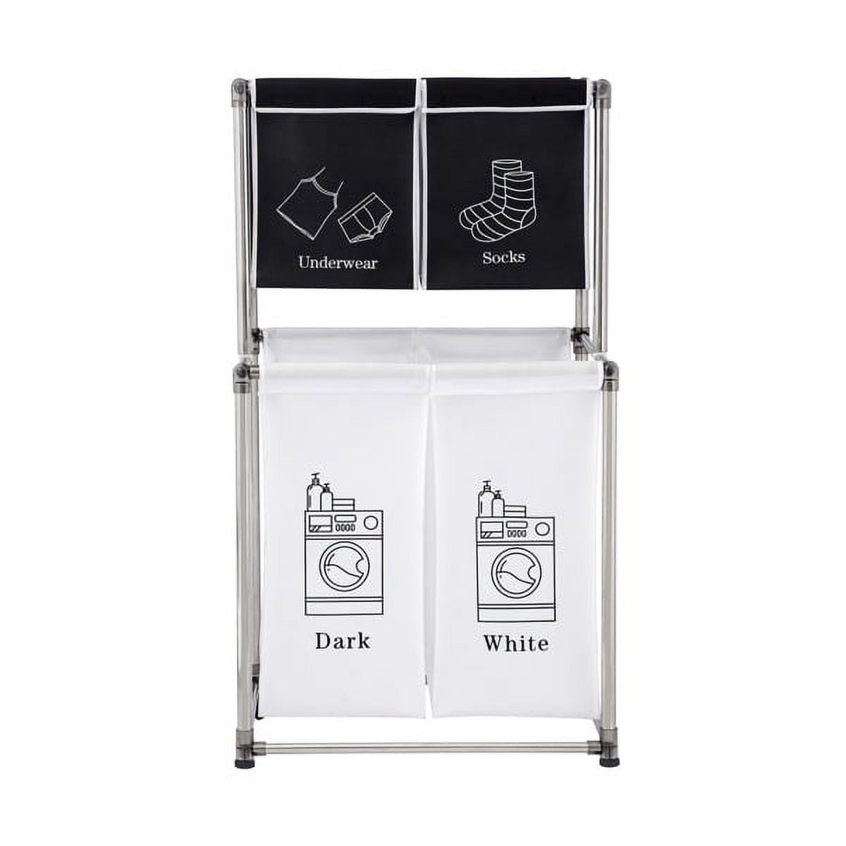 OUSITAID Laundry Hamper 2 Tier Laundry Sorter with 4 Removable Bags for ...