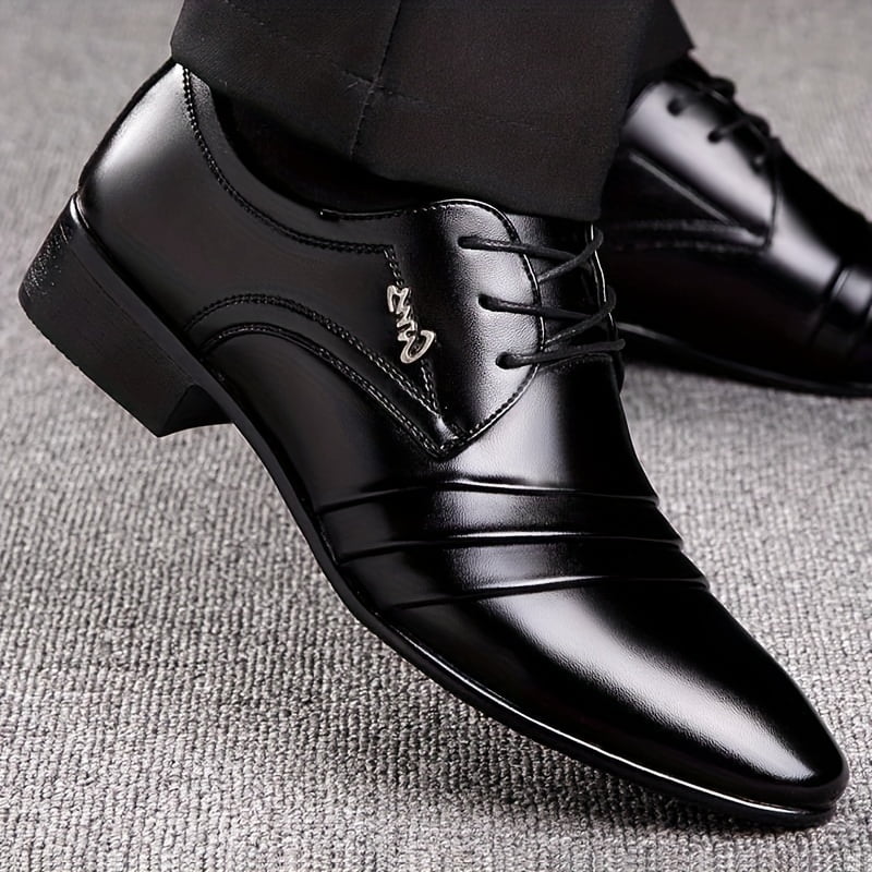 OUSITAID Men‘s Pointed Toe Dress Shoes - Lace-up Formal Shoes with PU ...