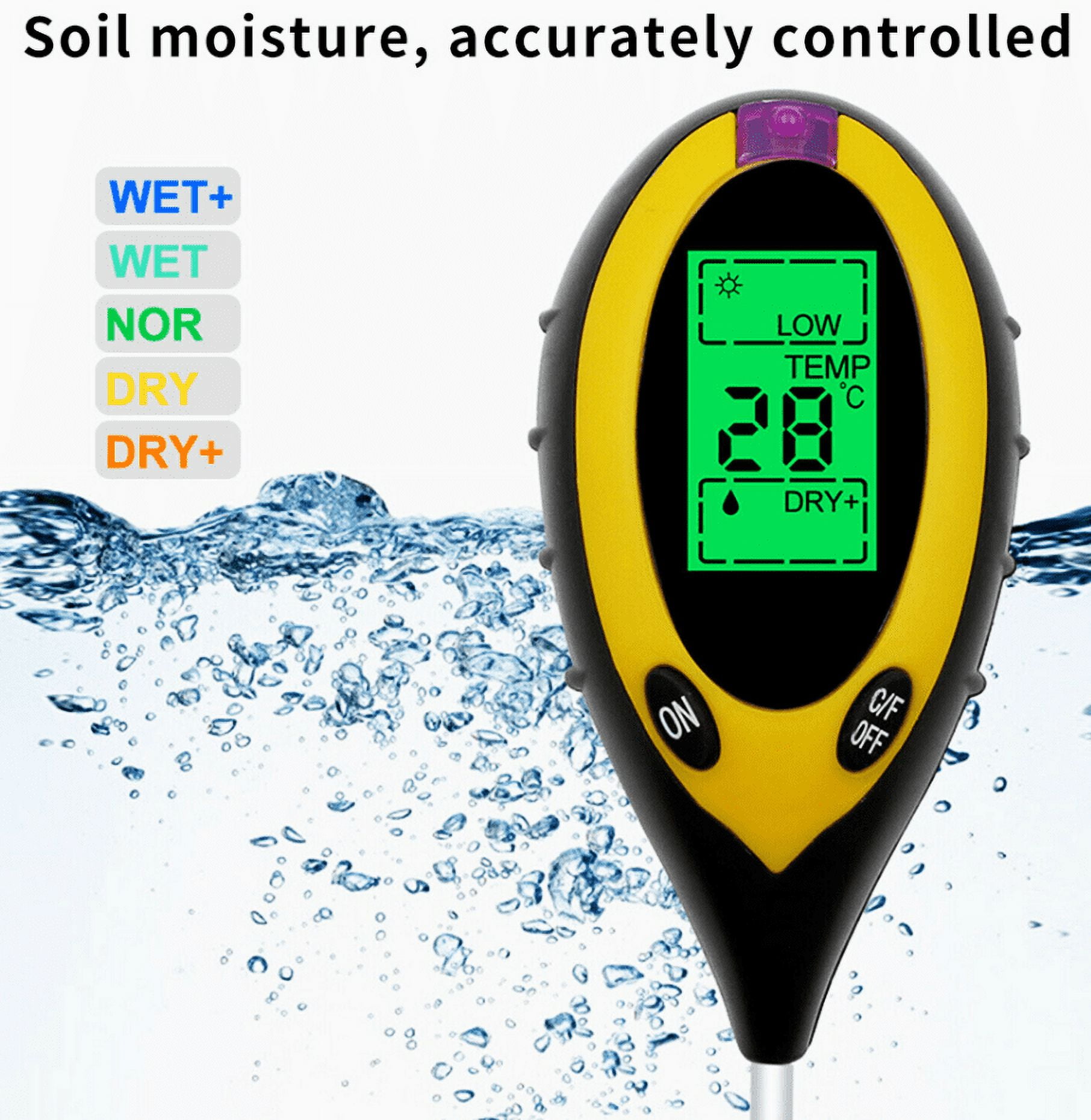 OUSITAID Soil pH Tester - 4 in 1 Measure Soil pH Level, Moisture ...