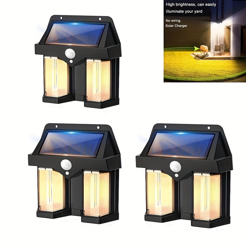 OUSITAID Solar Warm Light Outdoor Sensing Wall Light Motion Sensor LED ...