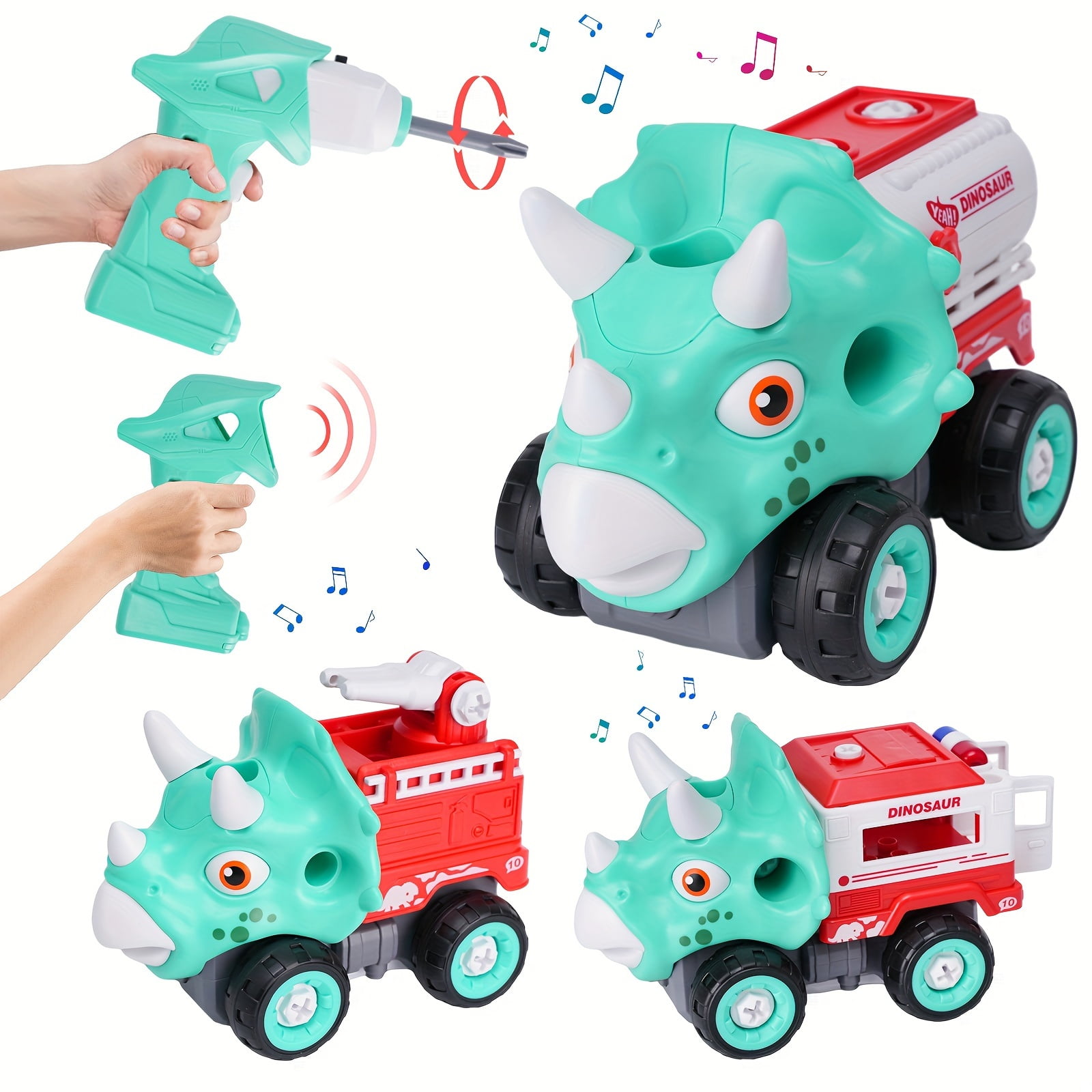 OUSITAID Take Apart Dinosaur Truck Toys With Electric Drill For ...