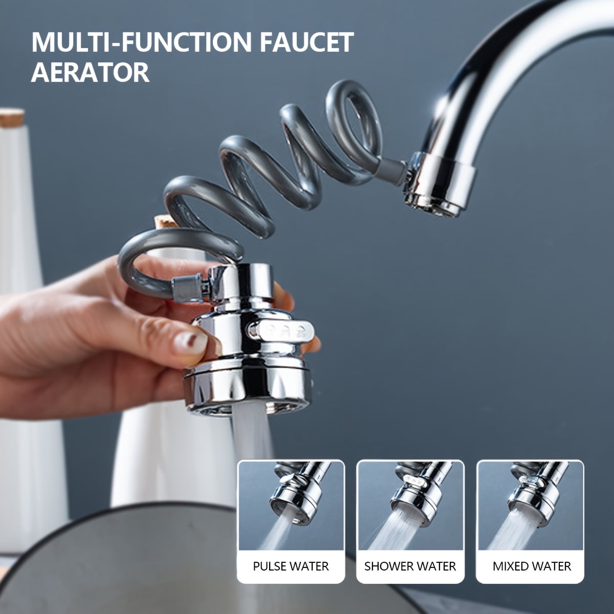 OUSITAID Three-Speed Pull-Out Faucet Extender - Kitchen and Bathroom ...