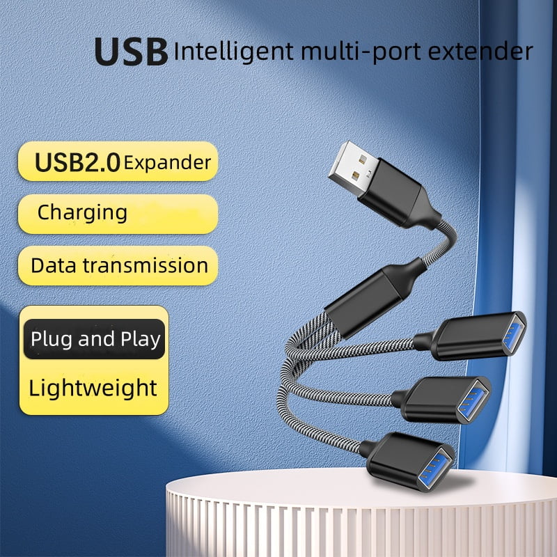OUSITAID USB Splitter Y Cable USB 1 Male to 3 Female Extension Cord ...