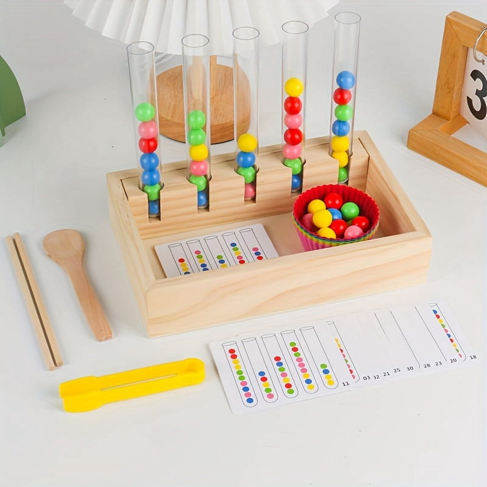 OUSITAID Wooden Bead Sorting Game for Youngsters - Enhances Focus ...