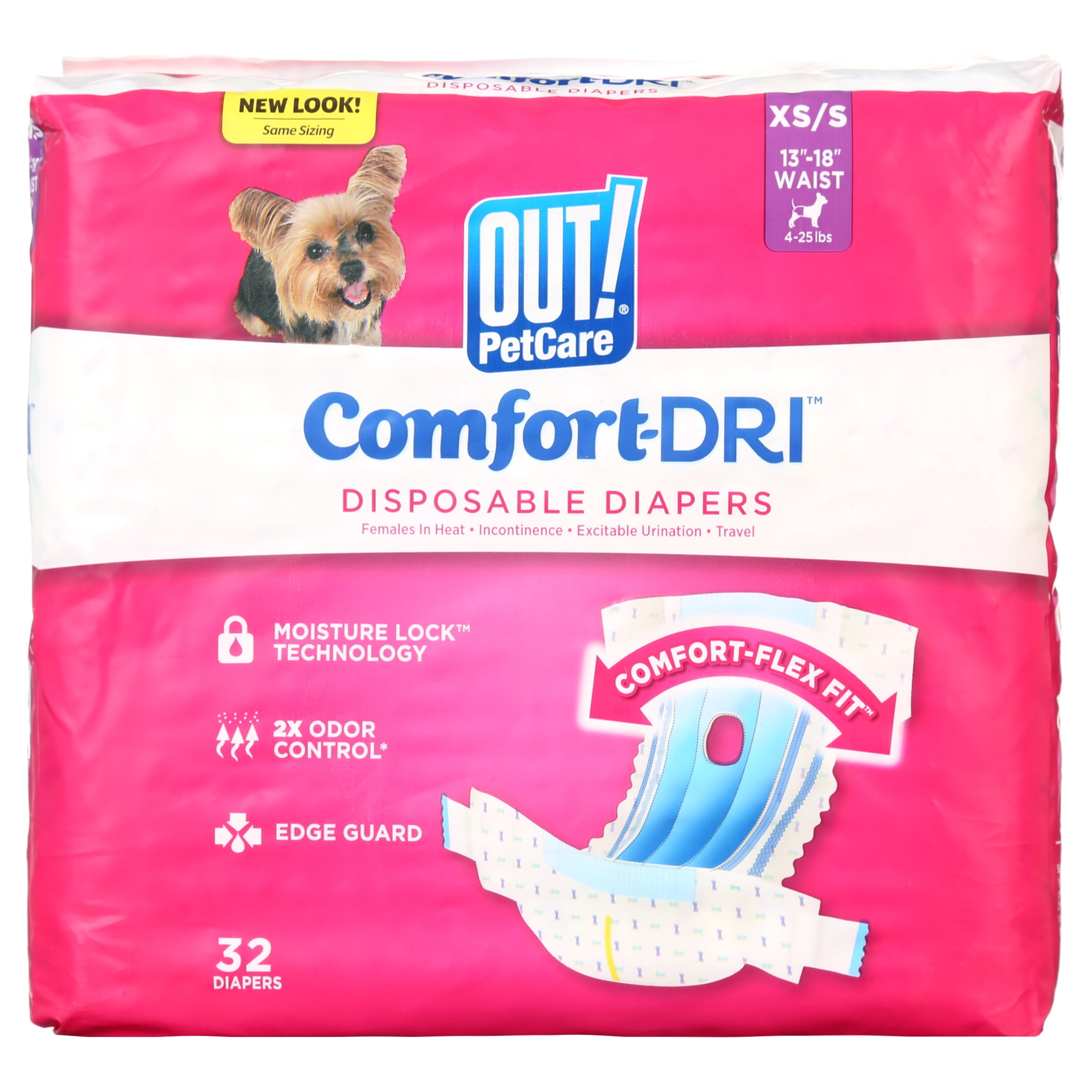OUT! PetCare Disposable Female Dog Diapers, Absorbent Leak Proof Fit ...