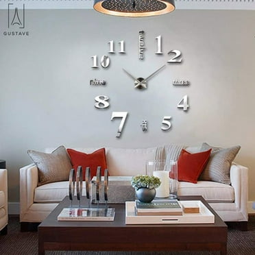 Frameless Large Modern 3D Mirror Wall Clock, Mute DIY Wall Stickers for ...