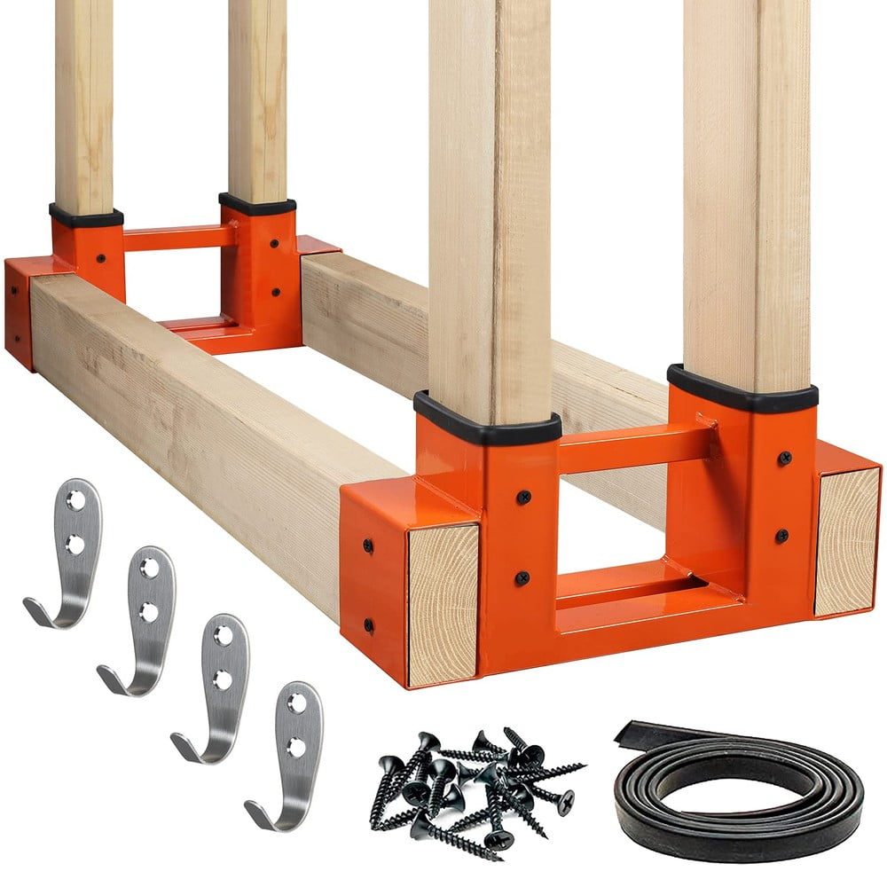 OUTDOOR FIREWOOD RACKS 2 PACK LOG STORAGE RACK BRACKET KIT ORANGE ...