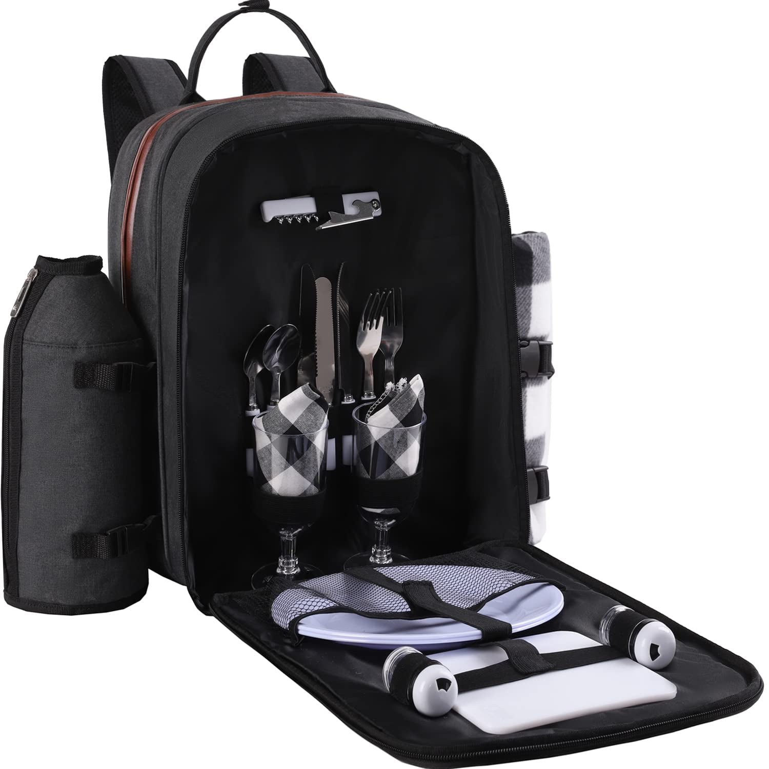OUTDOOR GEAR Picnic Backpack for 2 Person Set W/Detachable Bottle/Wine ...