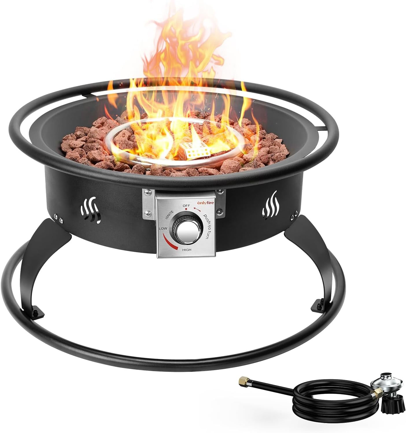OUTDOOR LIVING Propane Gas Fire Pit 22¡±, Portable Smokeless Fireplace ...