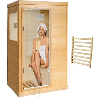 Indoor Far Infrared Sauna Room for Up To 2 People, Canadian Hemlock Wood Low EMF Heaters ...