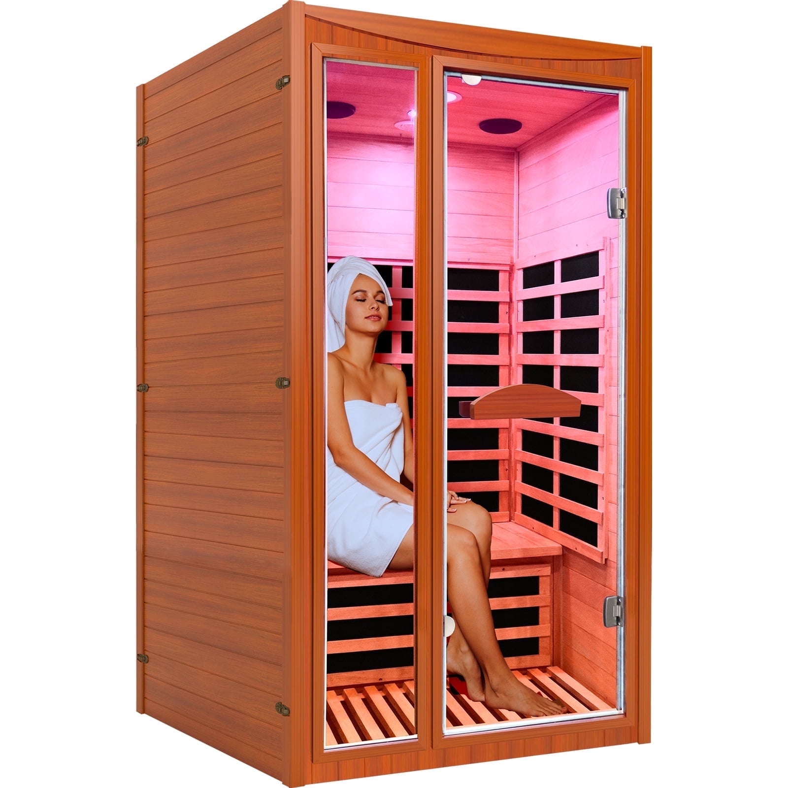 OUTEXER Saunas 1-2 Person Far Infrared Sauna Two Person Home Sauna with Okoume Wood, Dry Sauna ...