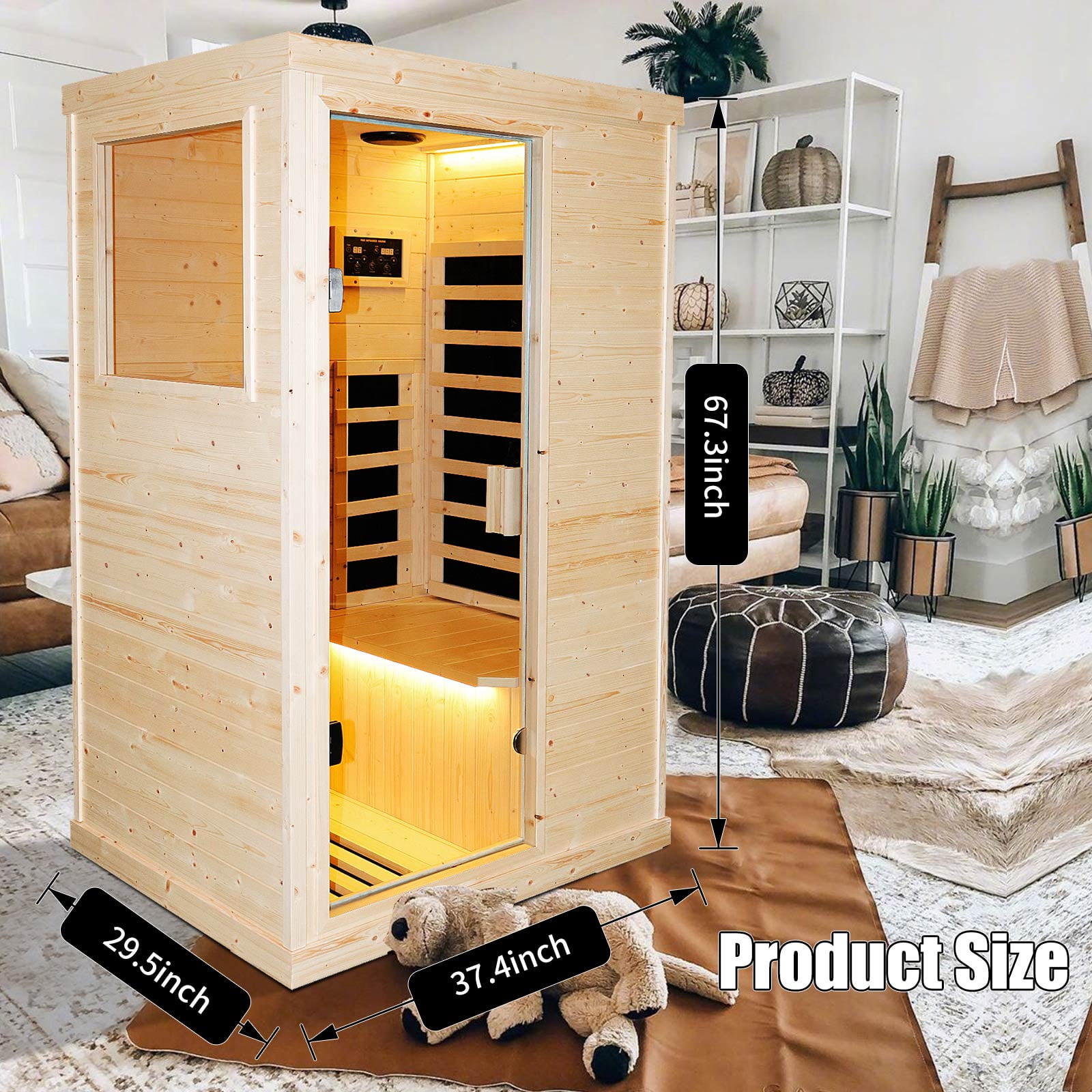 OUTEXER Saunas 1 Person Infrared Sauna, Home Sauna 900W European Spruce ...