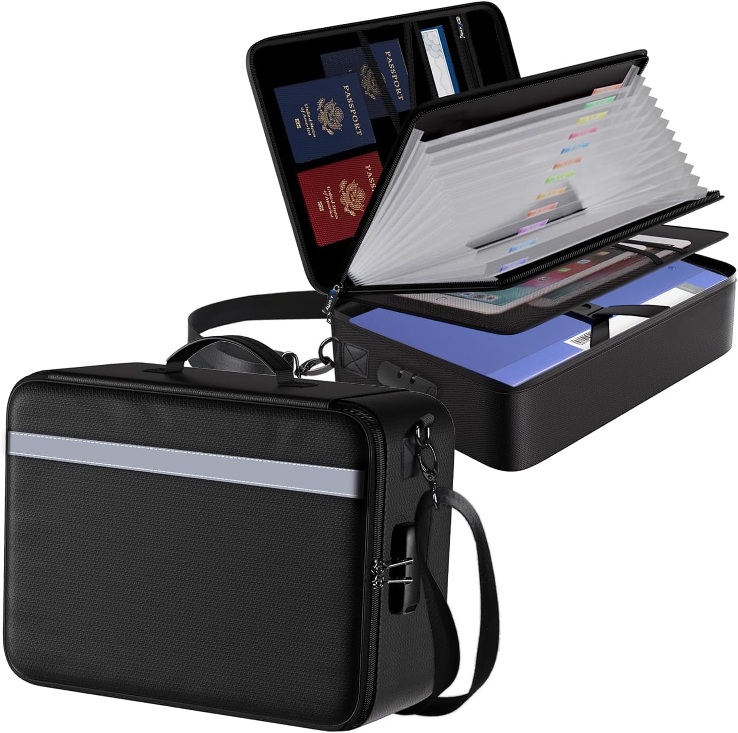 OUTGOO Fireproof File Organizer with Lock, Hard-Shell Case Fireproof ...