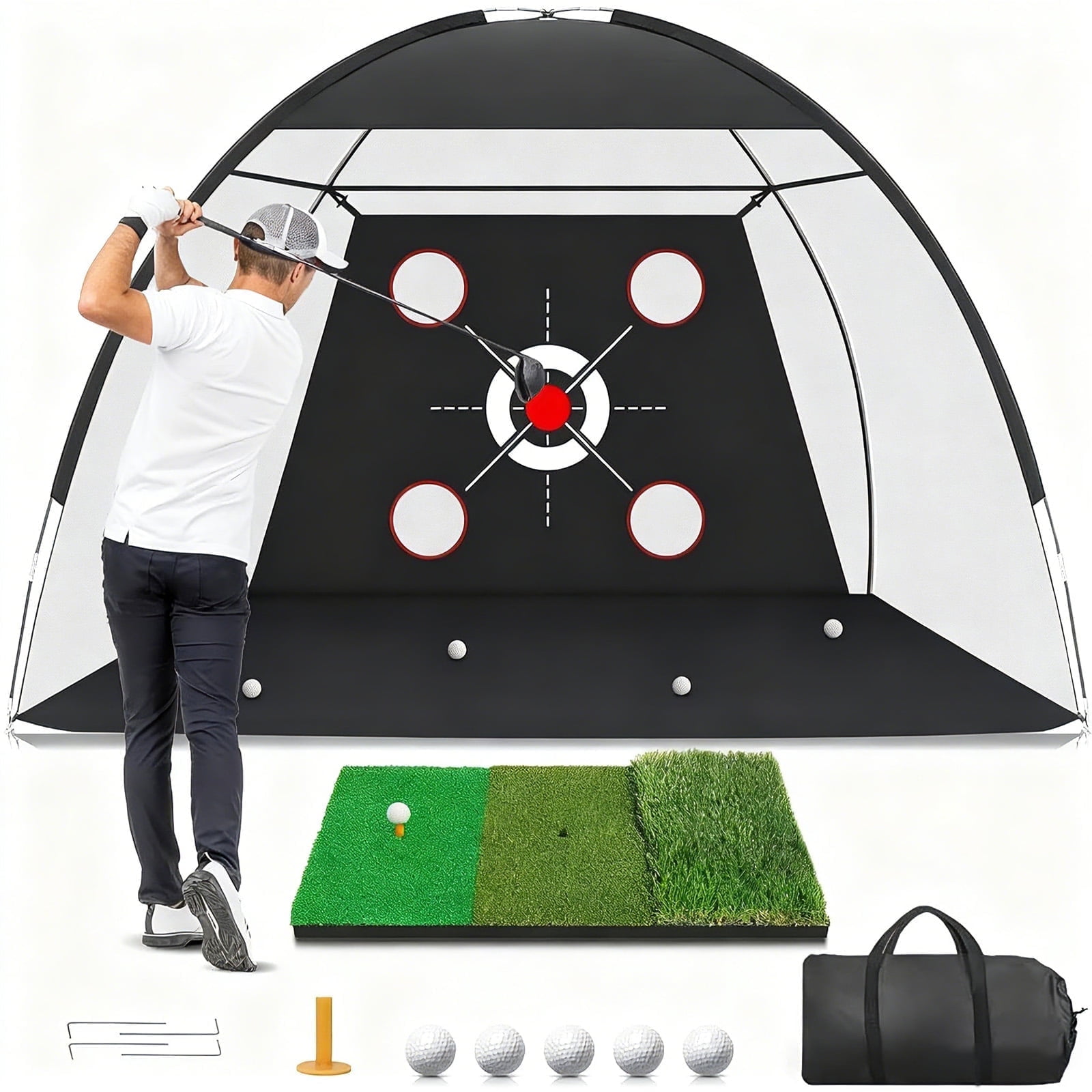 OUTGOO Golf Net with Practice Mat,Golf Hitting Aid Nets 10x7FT for ...