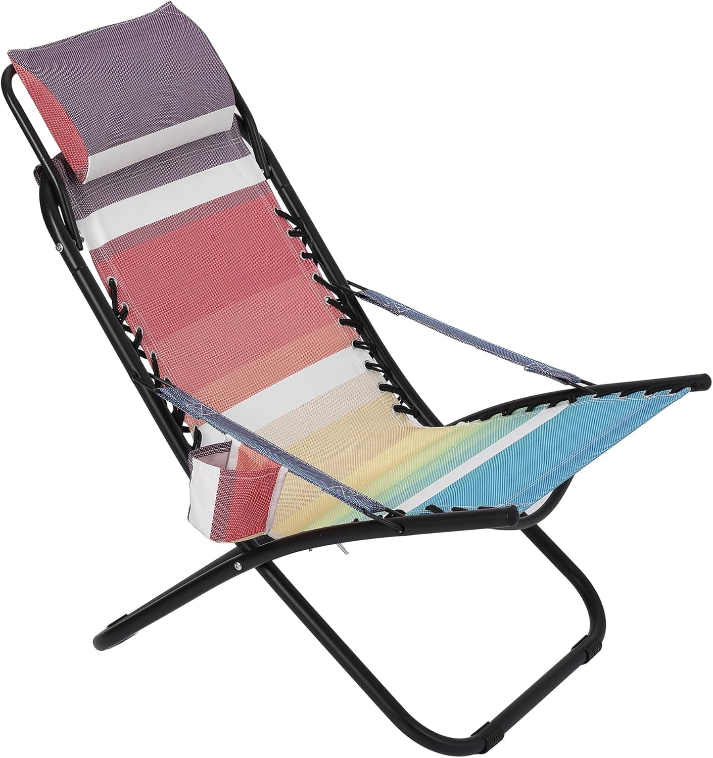 OUTGOODS Beach Chair w/Headrest+Cup Holder, Lightweight Recliner ...
