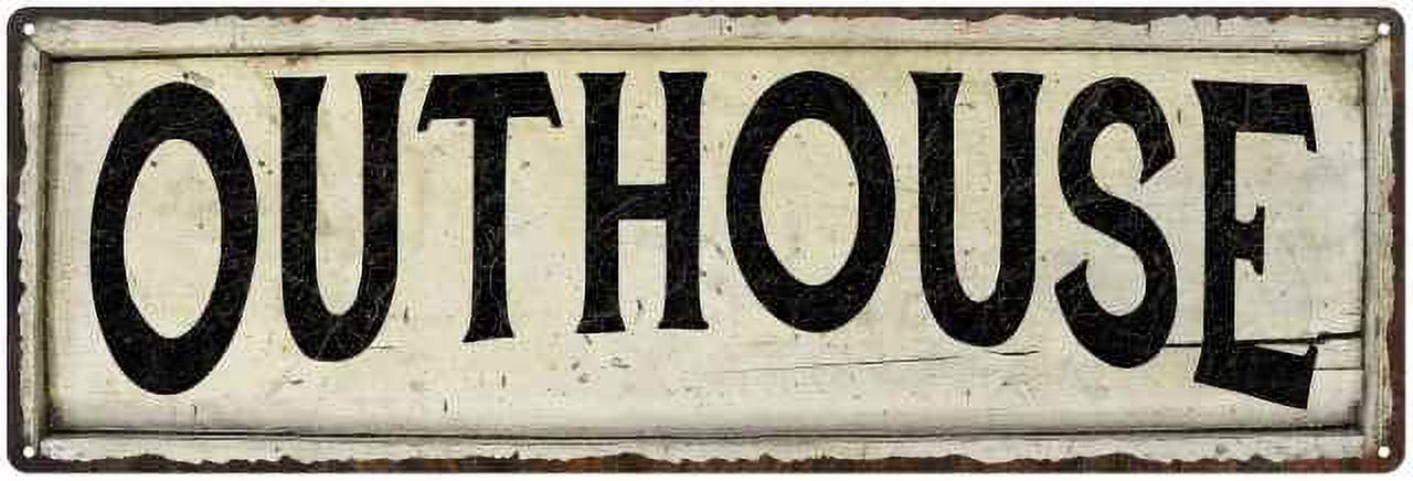 OUTHOUSE Farmhouse Style Wood Look Sign Gift 6x18 Metal Decor ...