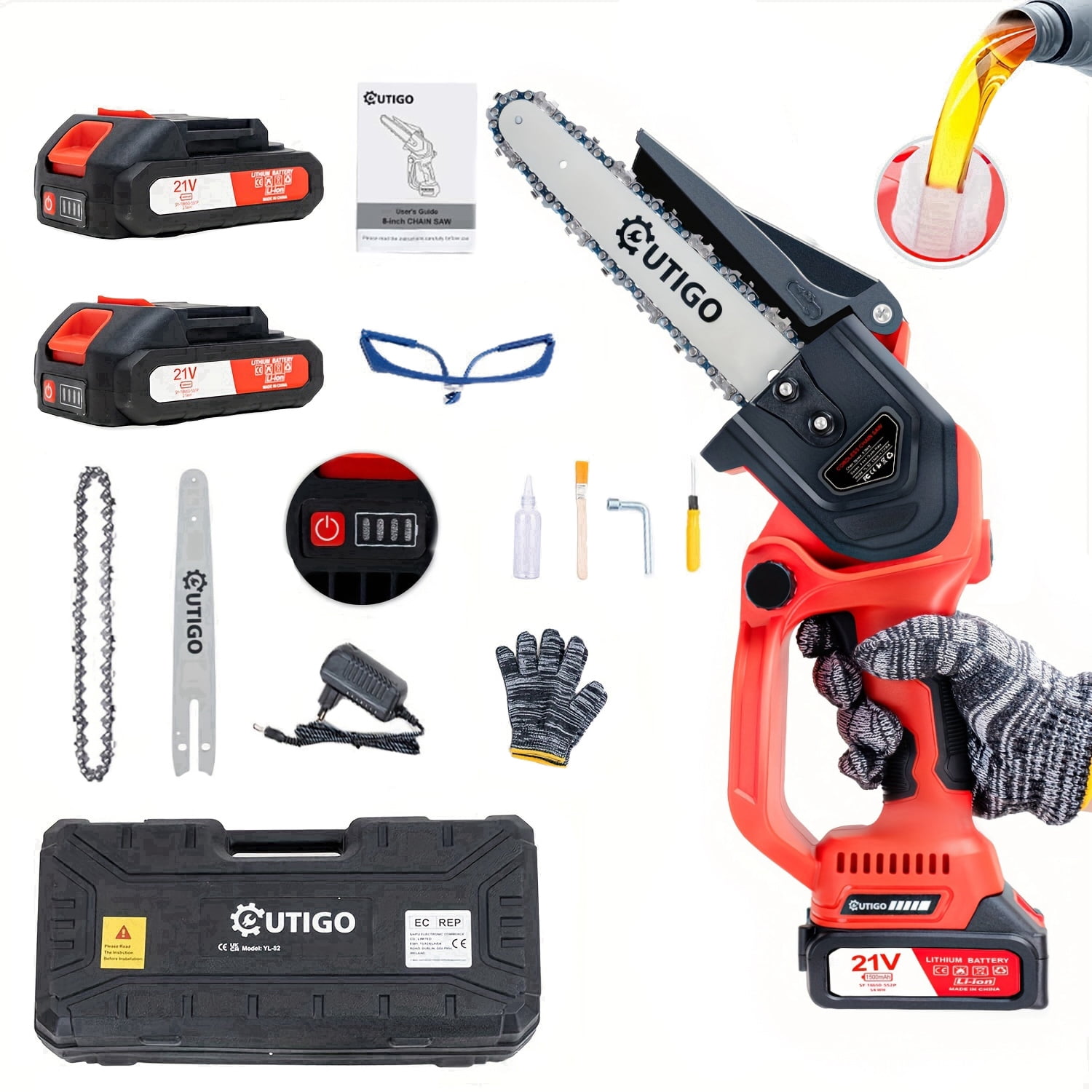 OUTIGO Mini Chainsaw with Battery, 8 inch Electric Chainsaw with 2 ...