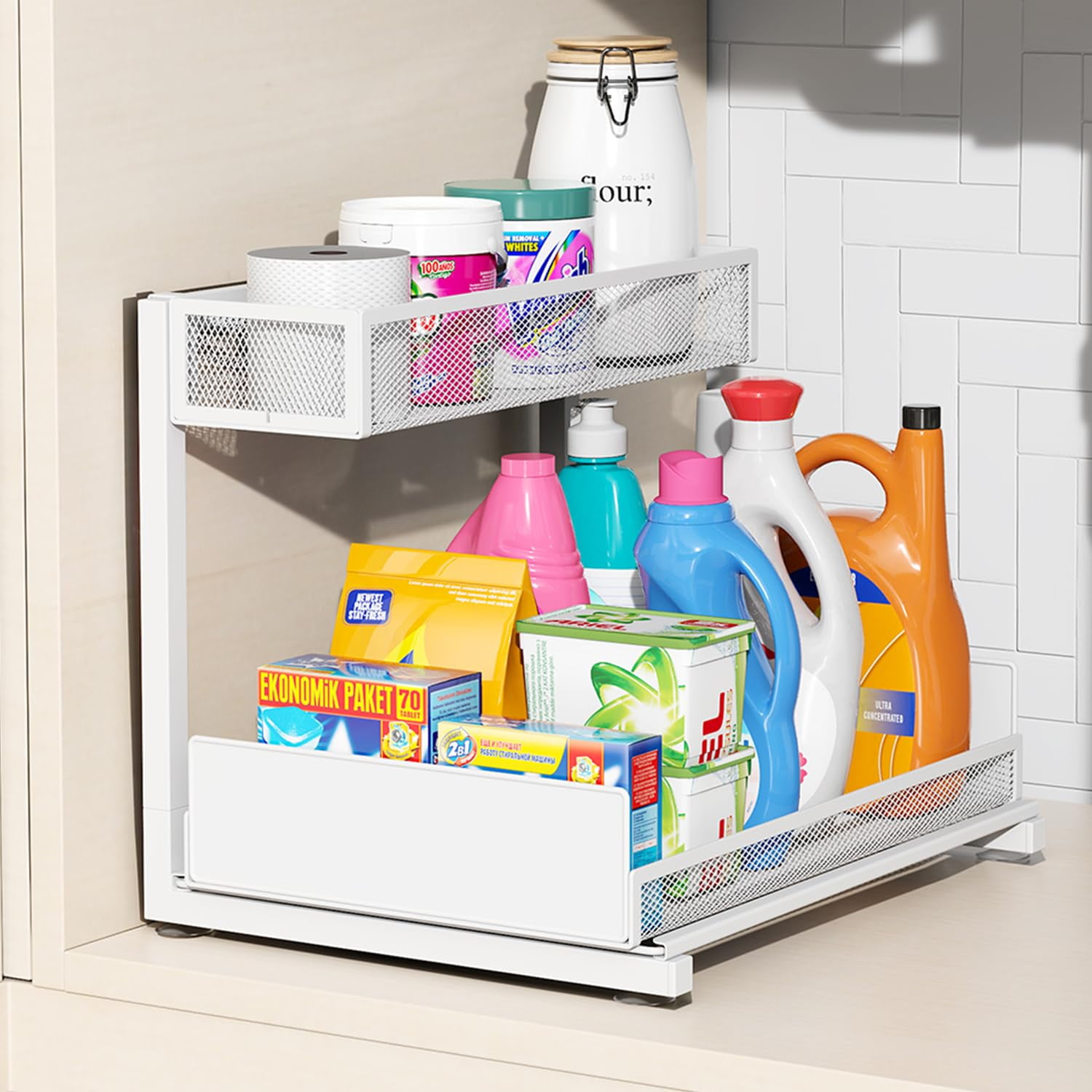 OUTIOE Under Sink Organizer and Storage, 2 Tier Pull Out Cabinet ...