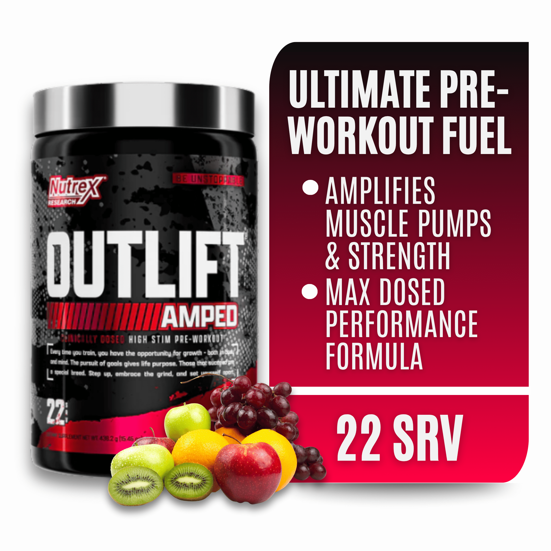 Nutrex Research OUTLIFT Amped Sucker Punch High Stim Pre Workout Powder ...