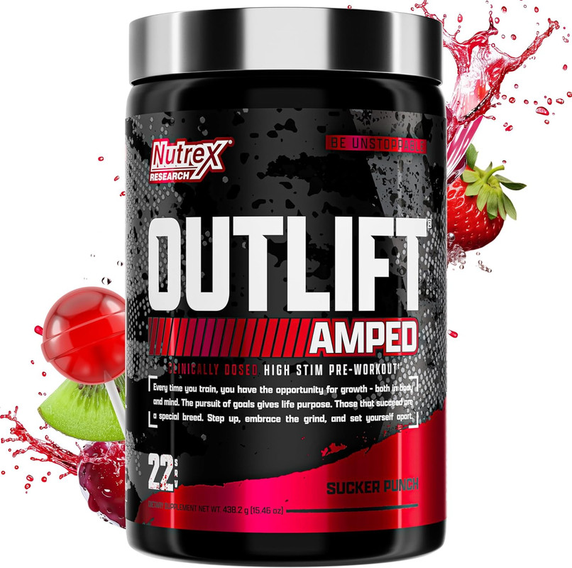 OUTLIFT Amped Max Dosed HIGH STIM Pre Workout Powder, 6G Citrulline, 3 ...