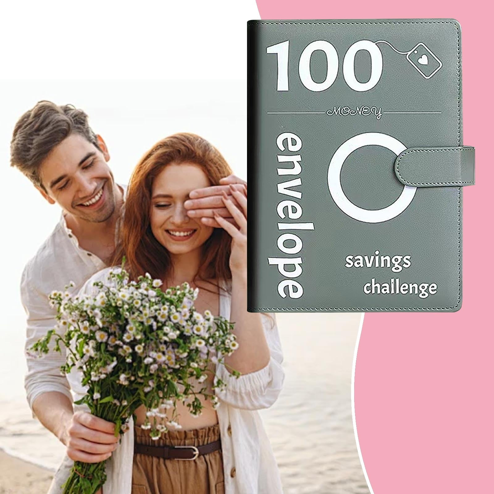 OUTLOU Couple's 100 Day Challenge Savings Journal: Money Challenge Binder with Envelopes ...