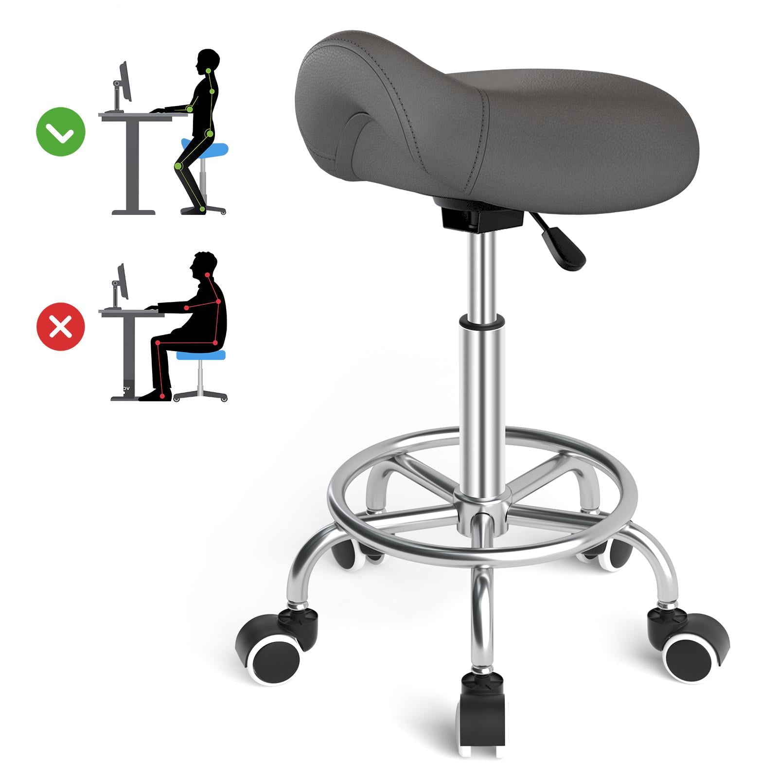 OUTMASTER Saddle Stool Ergonomic,Comfort Strap Wide Thick Seat Cushion ...