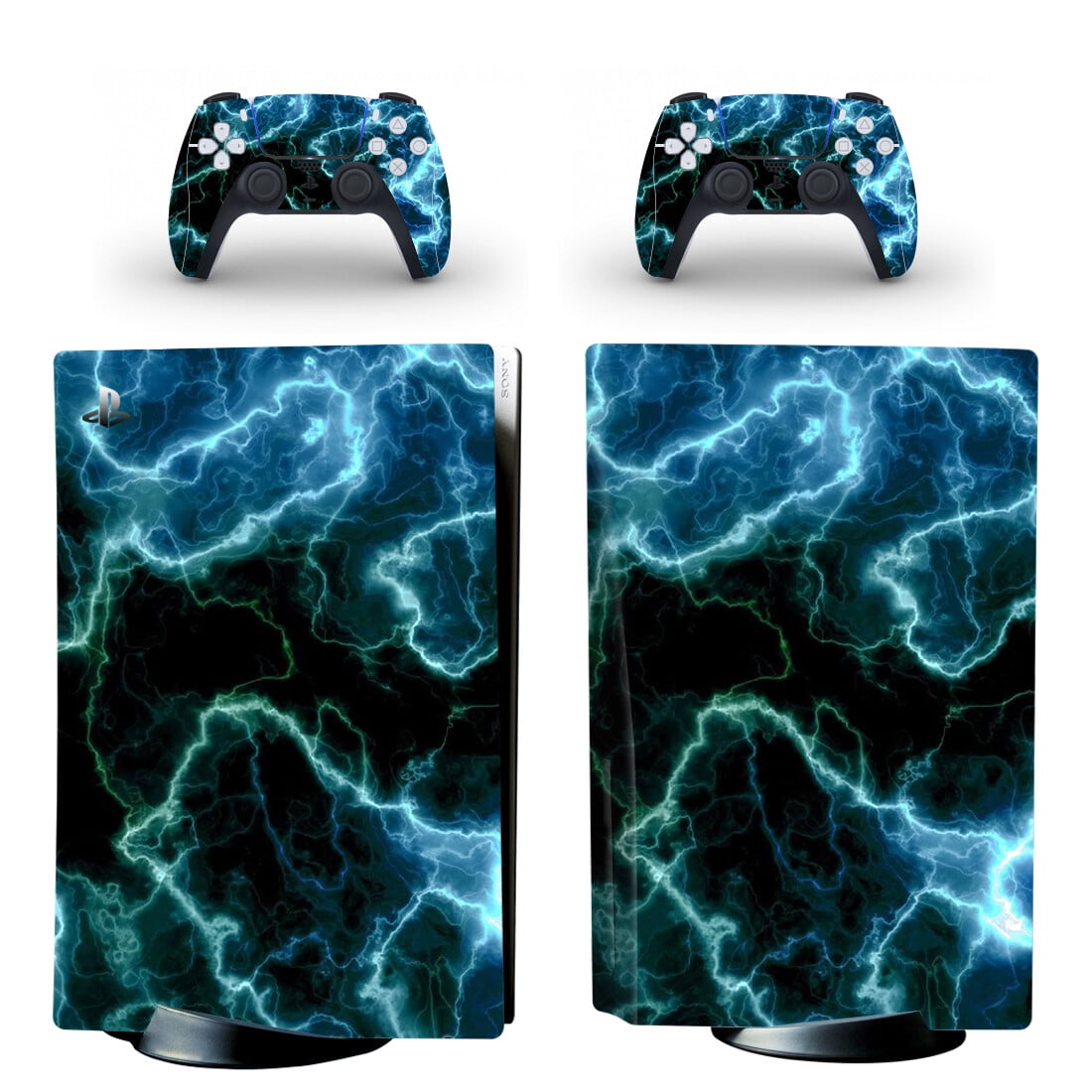 OUTMOIN Full Body Vinyl Skin Stickers for PS5 Disc Edition Console and Controllers - Lightning ...
