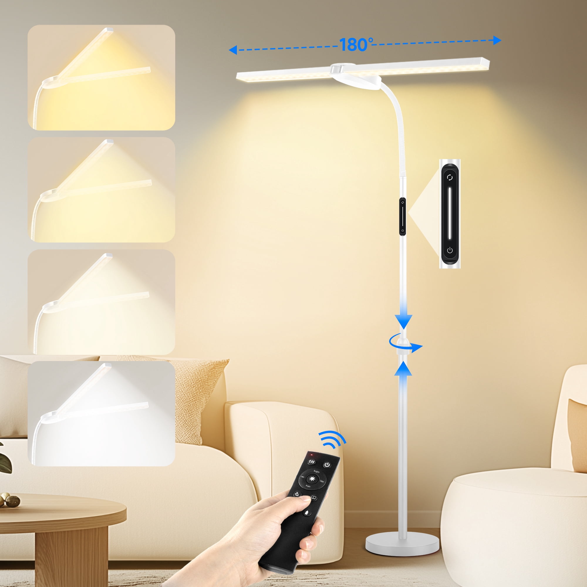 OUTON 2 in 1 LED Floor Lamp with Remote Touch Control Adjustable ...