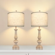 Partphoner Rustic Bedside Table Lamp Set of 2, 3-Way Dimmable, 2 USB ...