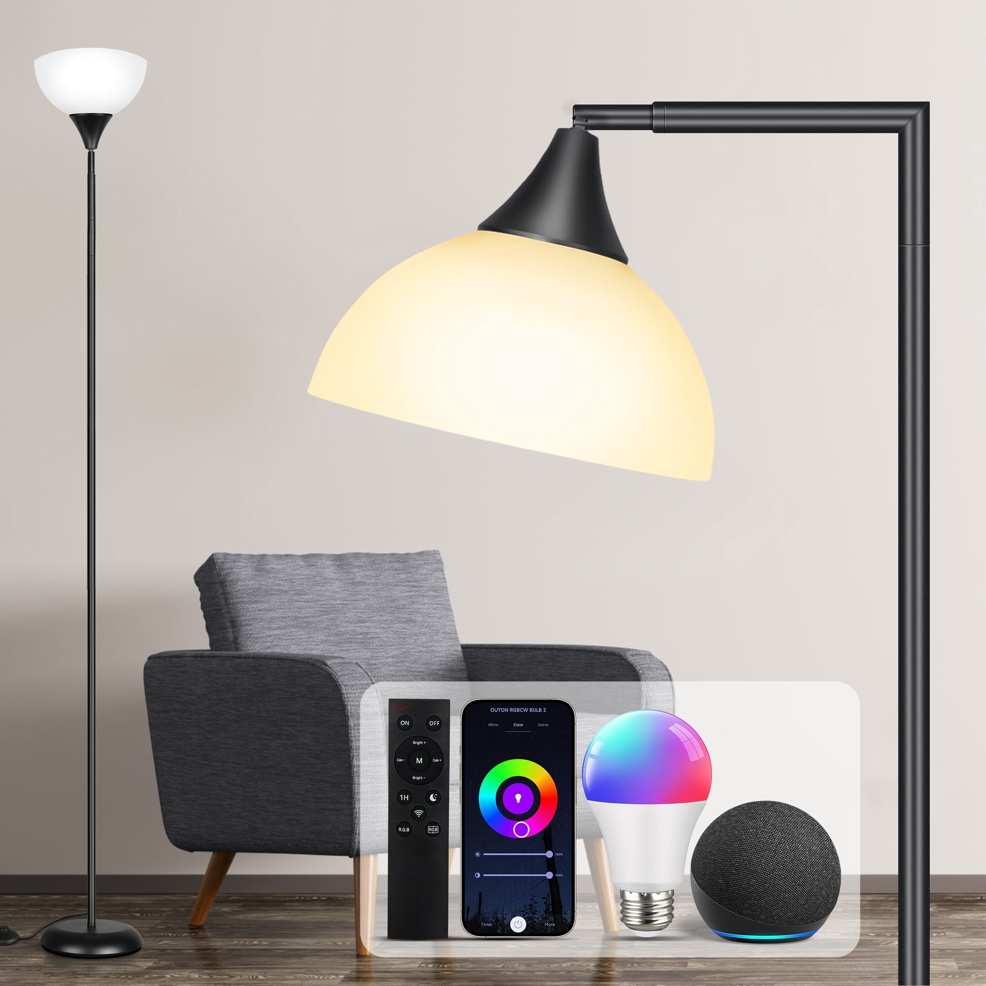 OUTON LED Torchiere Lamp, Modern Standing Light with Remote & APP ...