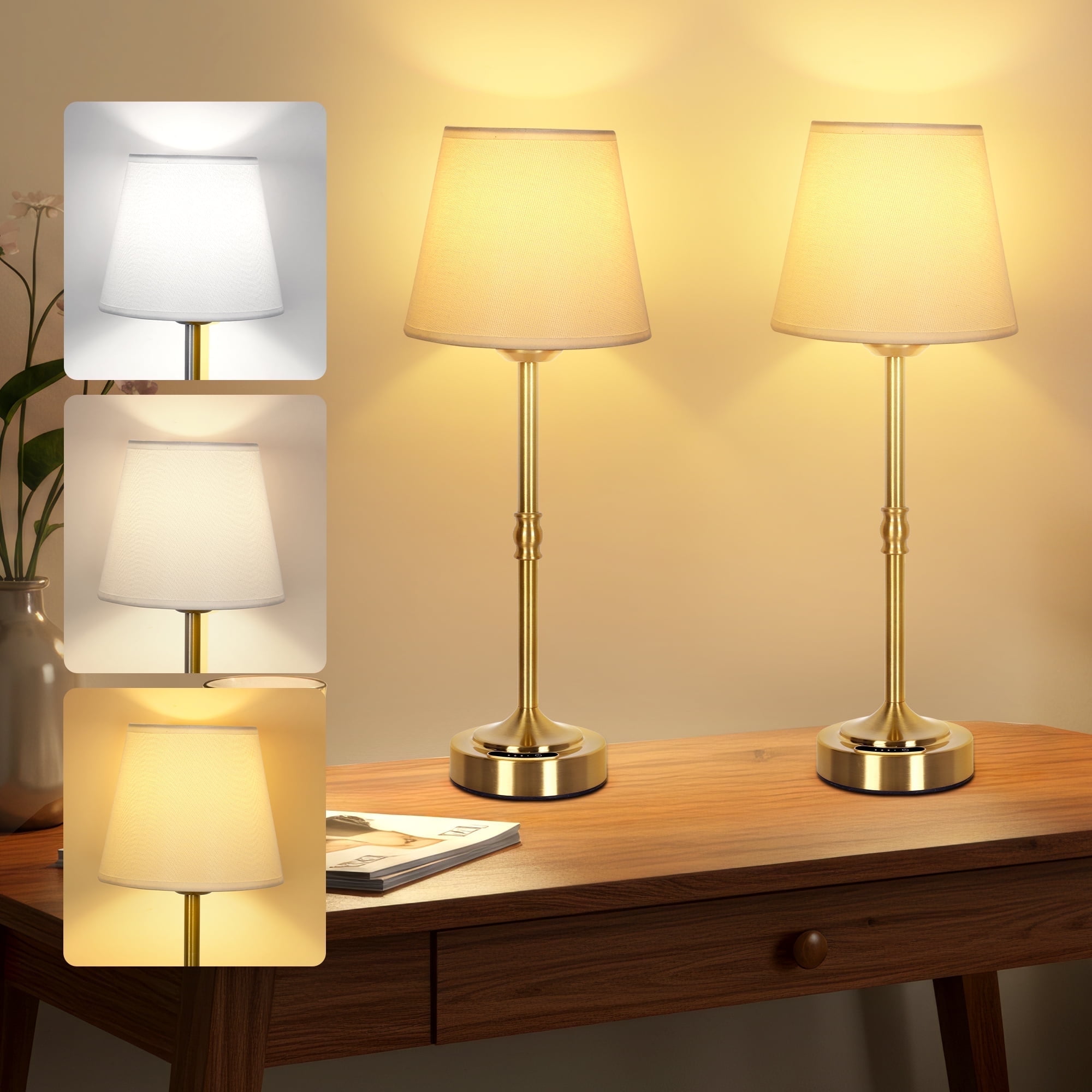 OUTON Touch Control Table Lamp Set of 2 for Living Room, 3-Way Dimmable ...