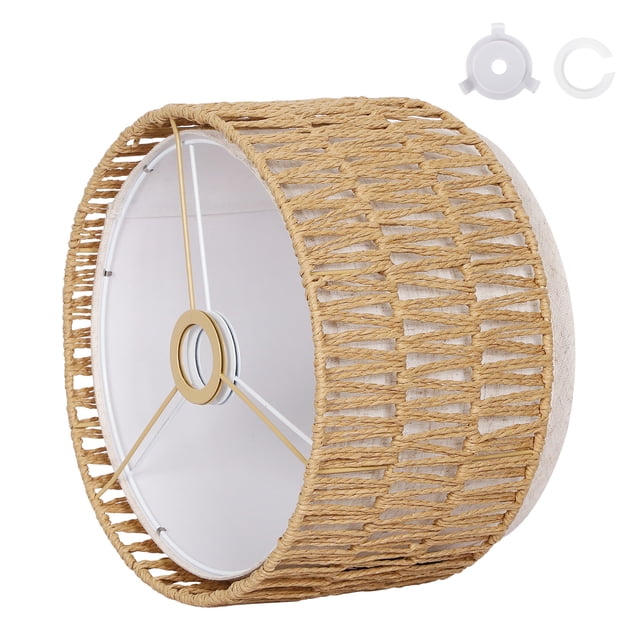 OUTON Boho Rattan Beige Lamp Shades for Floor Lamps, Easy Assembly ...
