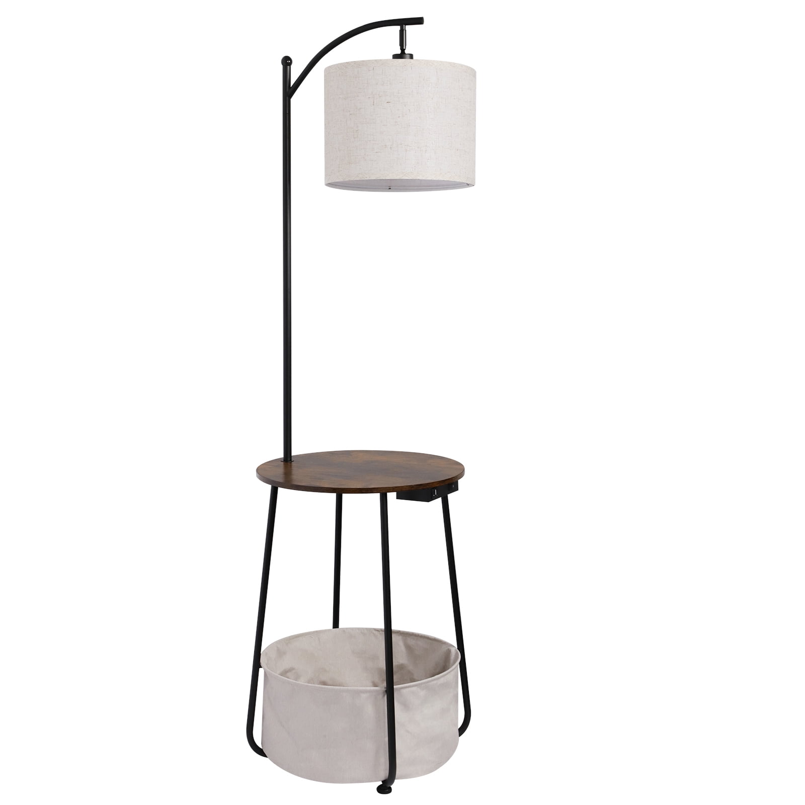 OUTON Floor Lamp with Table, End Table with Lamp for Living Room with ...